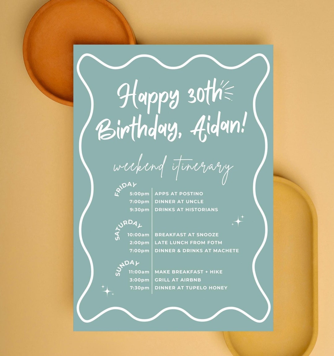 Birthday Program Template, Birthday Weekend Itinerary Template ...
