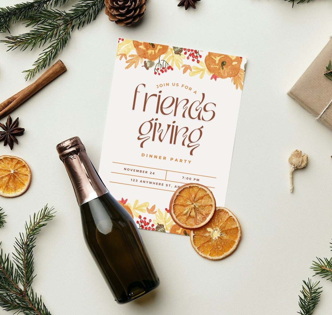 Friendsgiving Dinner Party Invitation Template | Editable Canva ...