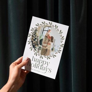 Boho Garland Holiday Card Template, Wreath Photo Christmas Card ...