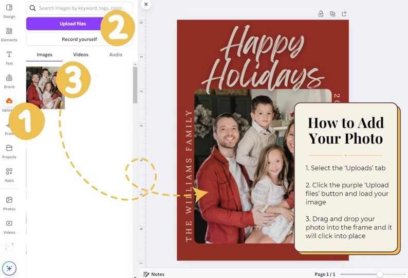 Custom Holiday Greeting Card, Editable Christmas Card Template, Holiday ...
