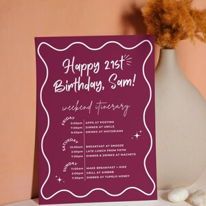 Birthday Program Template, Birthday Weekend Itinerary Template ...