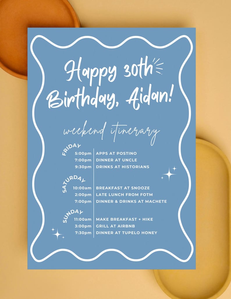 Birthday Program Template, Birthday Weekend Itinerary Template ...