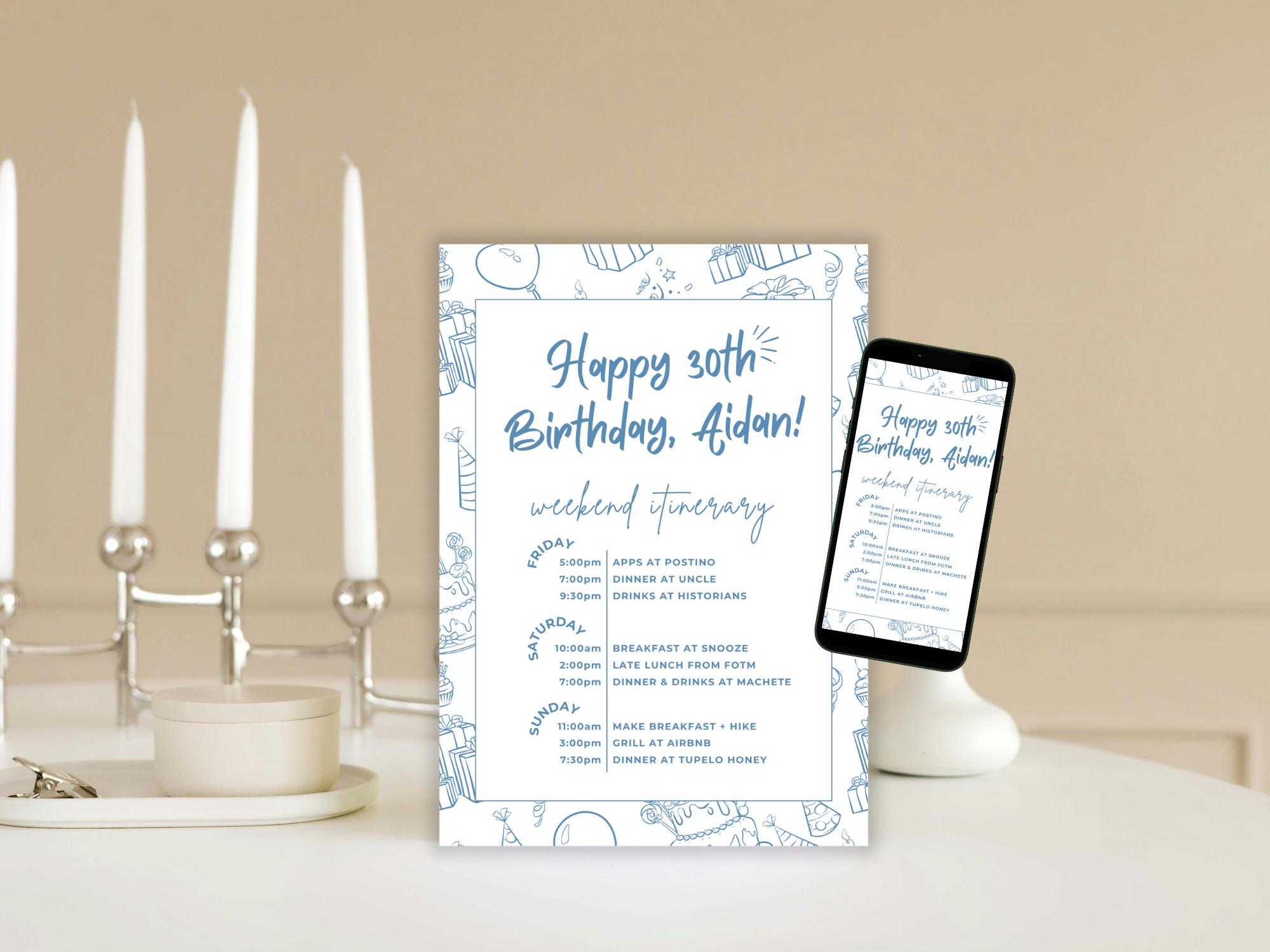 Birthday Weekend Itinerary Template, Birthday Weekend Agenda, Editable ...