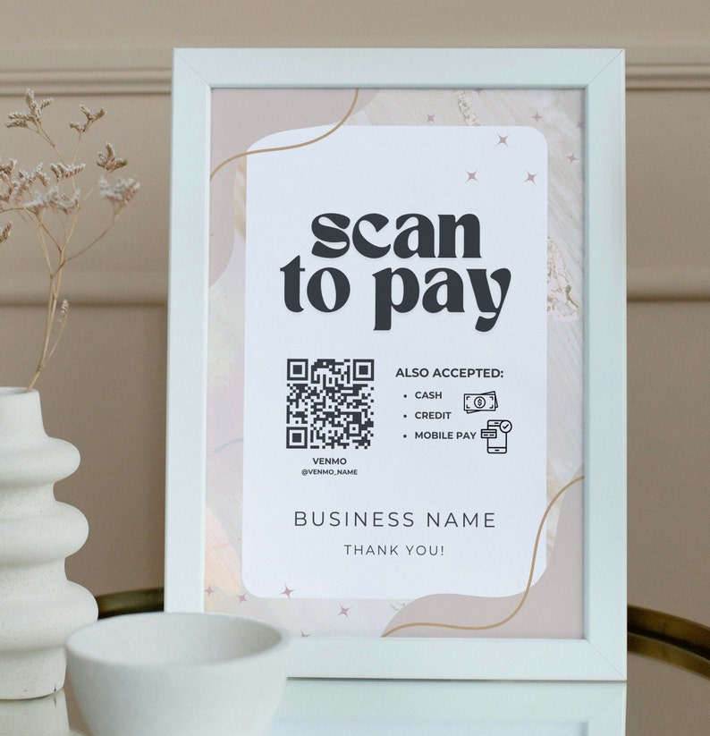 Editable Scan to Pay Sign QR Code Sign Template, Printable Payment Sign ...