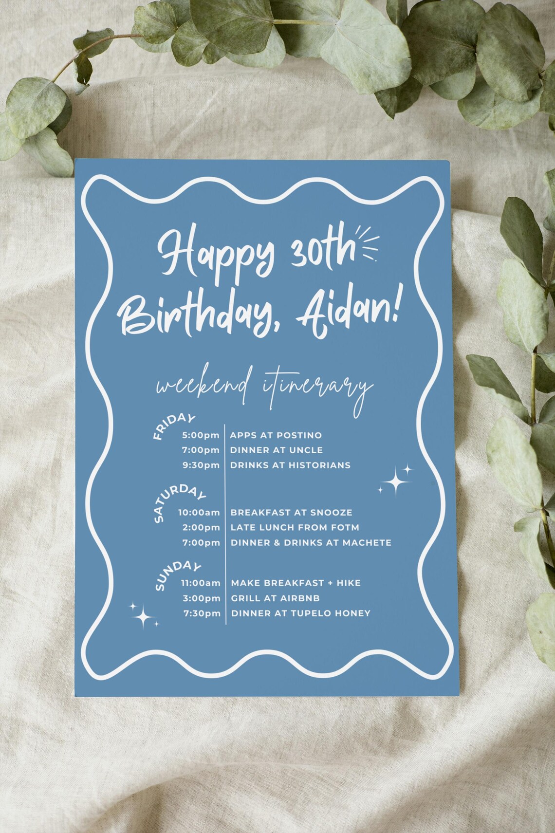 Birthday Weekend Itinerary Template, Birthday Weekend Agenda, Editable ...