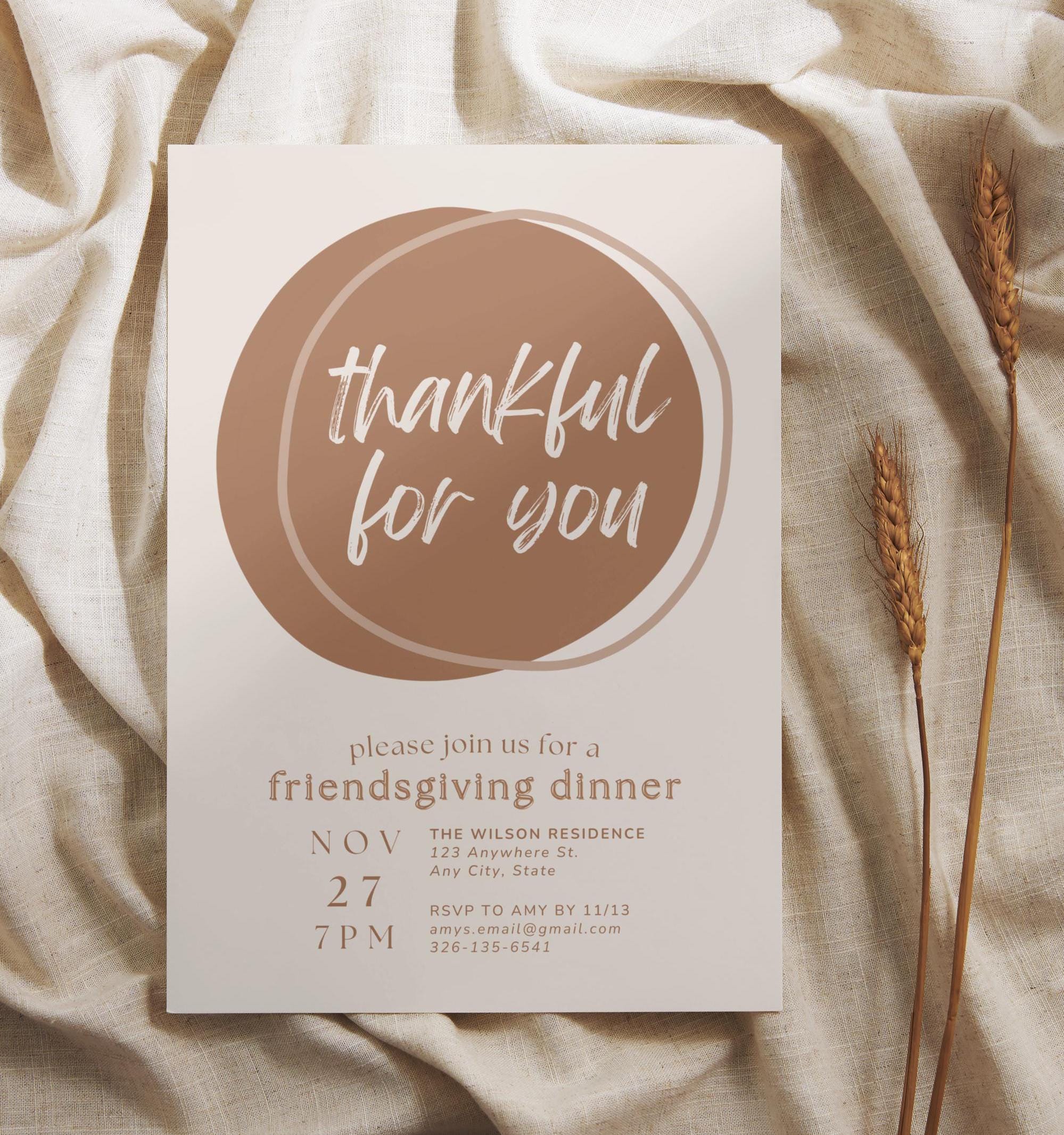 Friendsgiving Invitation Template, Editable Thanksgiving Dinner Invite ...