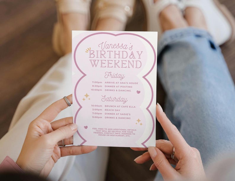Birthday Program Template, Birthday Weekend Trip Template, Editable ...