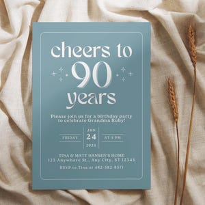 Customizable 90th Birthday Invitation, Editable Number, Editable Canva ...