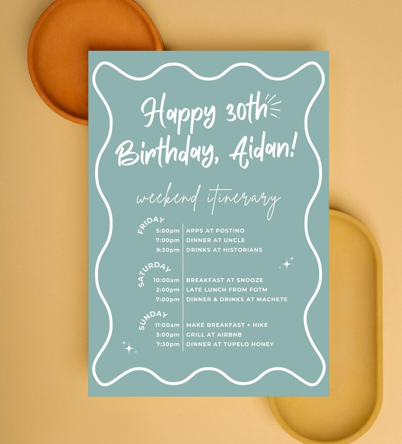 Birthday Program Template, Birthday Weekend Itinerary Template ...