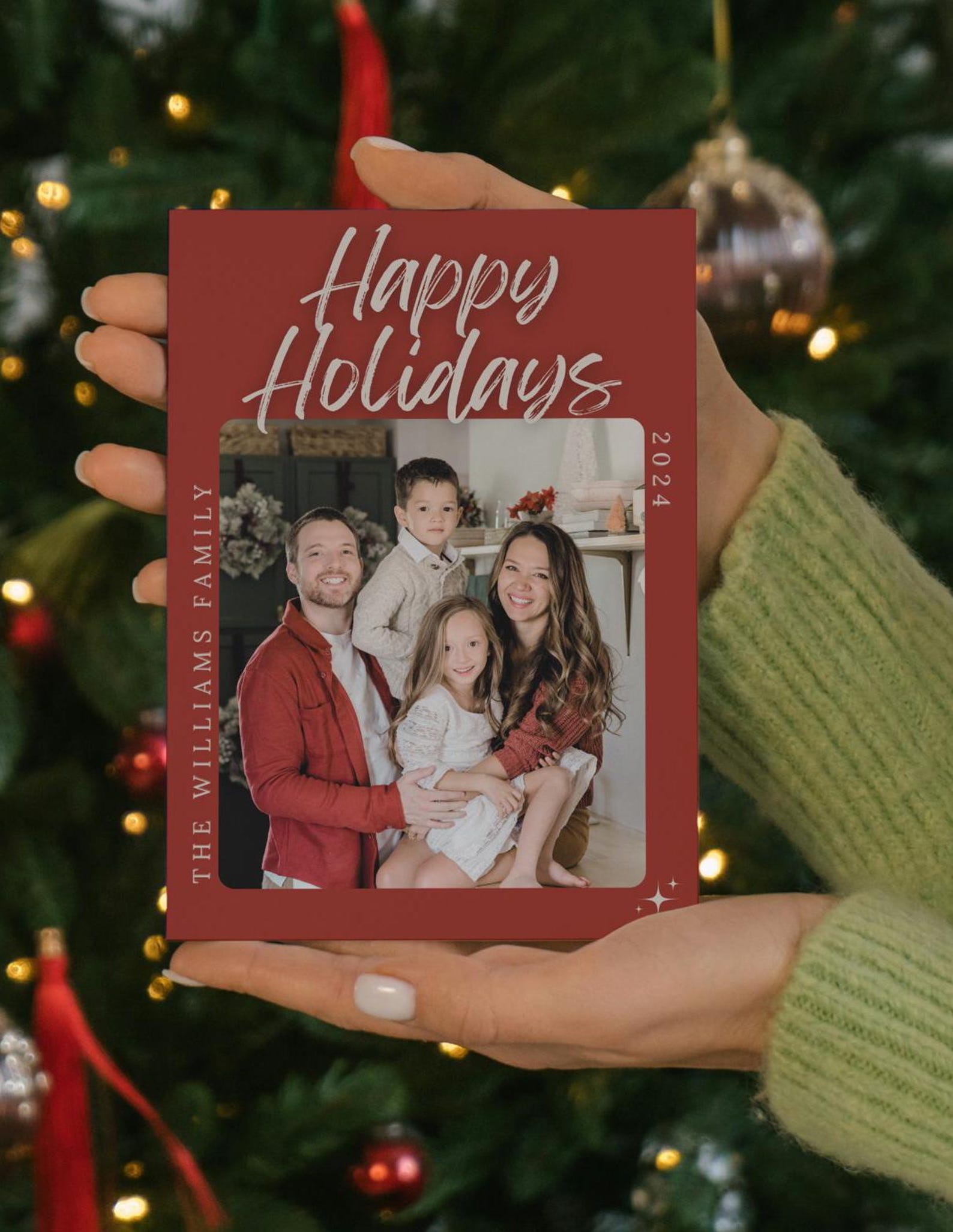 Custom Holiday Greeting Card, Editable Christmas Card Template, Holiday ...