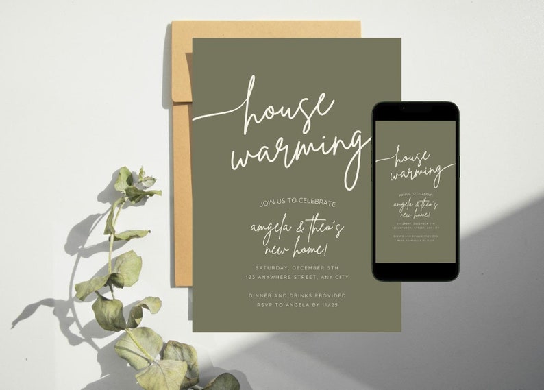Minimalist Housewarming Party Invite Template, Editable Canva Design ...