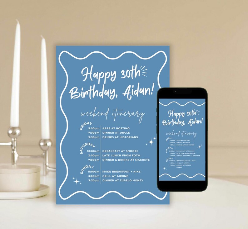 Birthday Weekend Itinerary Template, Birthday Weekend Agenda, Editable ...