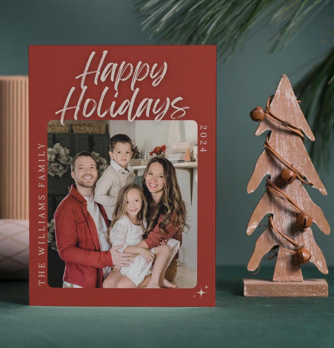 Custom Holiday Greeting Card, Editable Christmas Card Template, Holiday ...