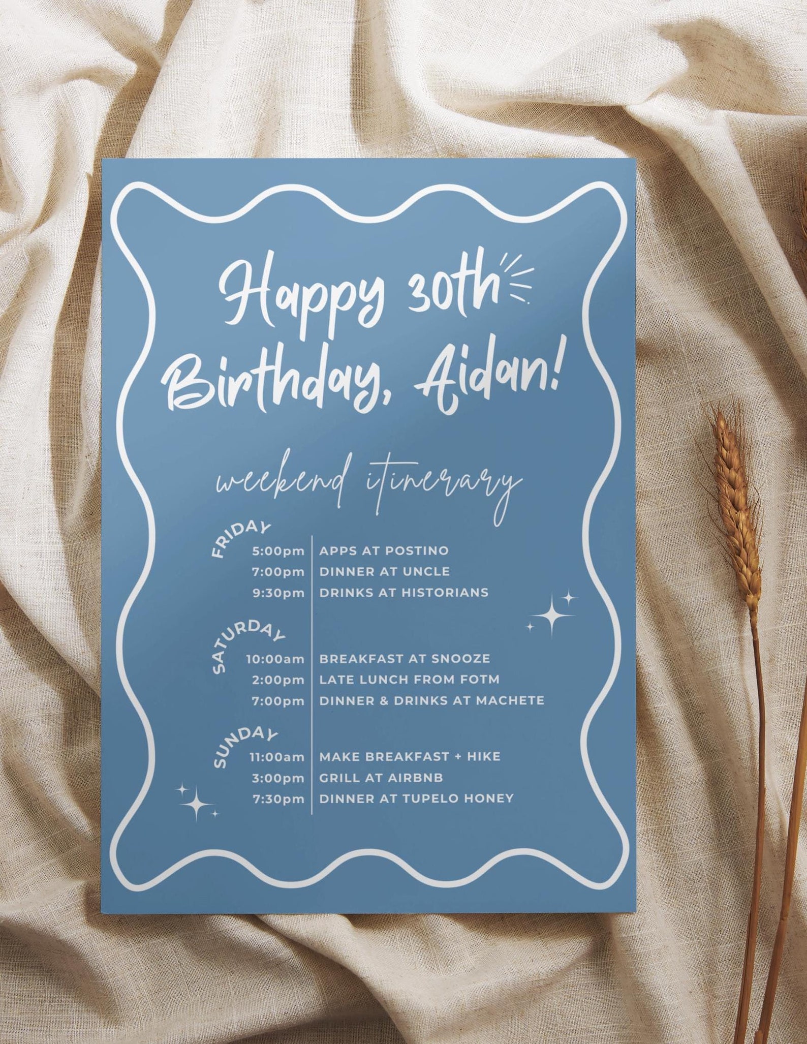 Birthday Program Template, Birthday Weekend Itinerary Template ...