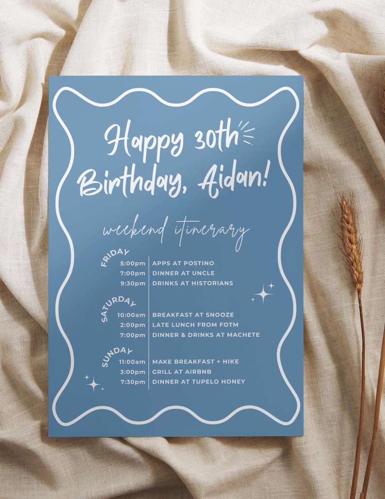 Birthday Program Template, Birthday Weekend Itinerary Template ...