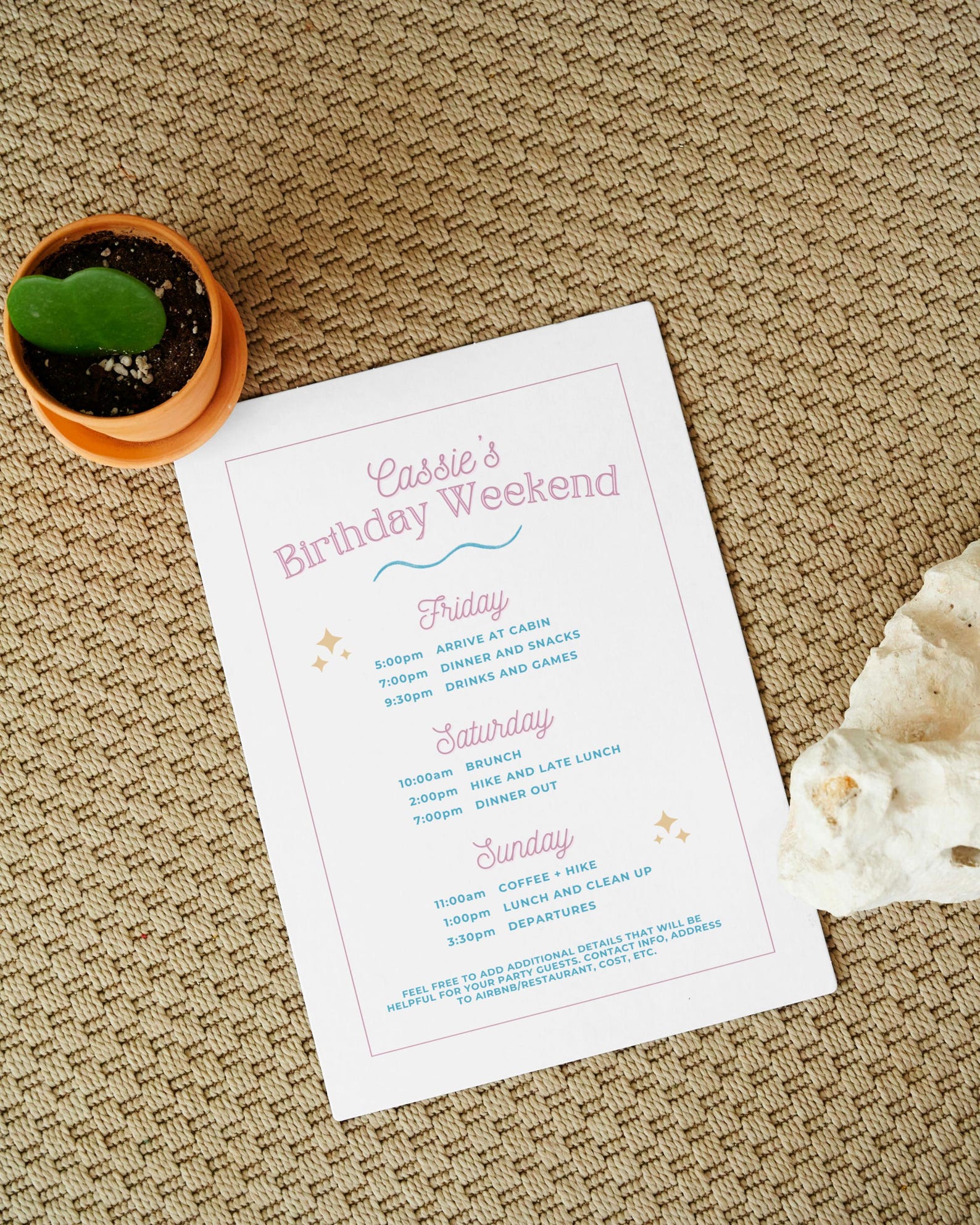 Birthday Weekend Itinerary Template, Birthday Weekend Agenda, Editable ...