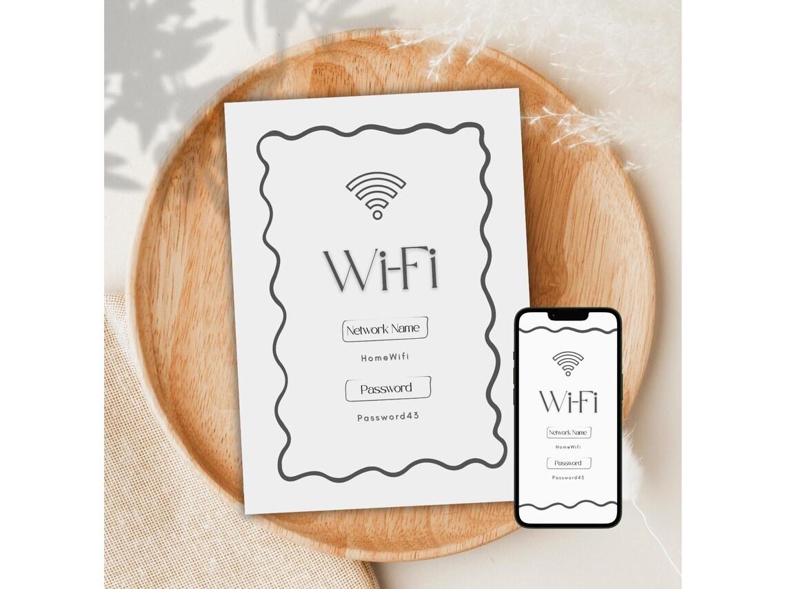 Printable Wifi Sign, Custom Wi-fi Password Sign for Business or Rental ...
