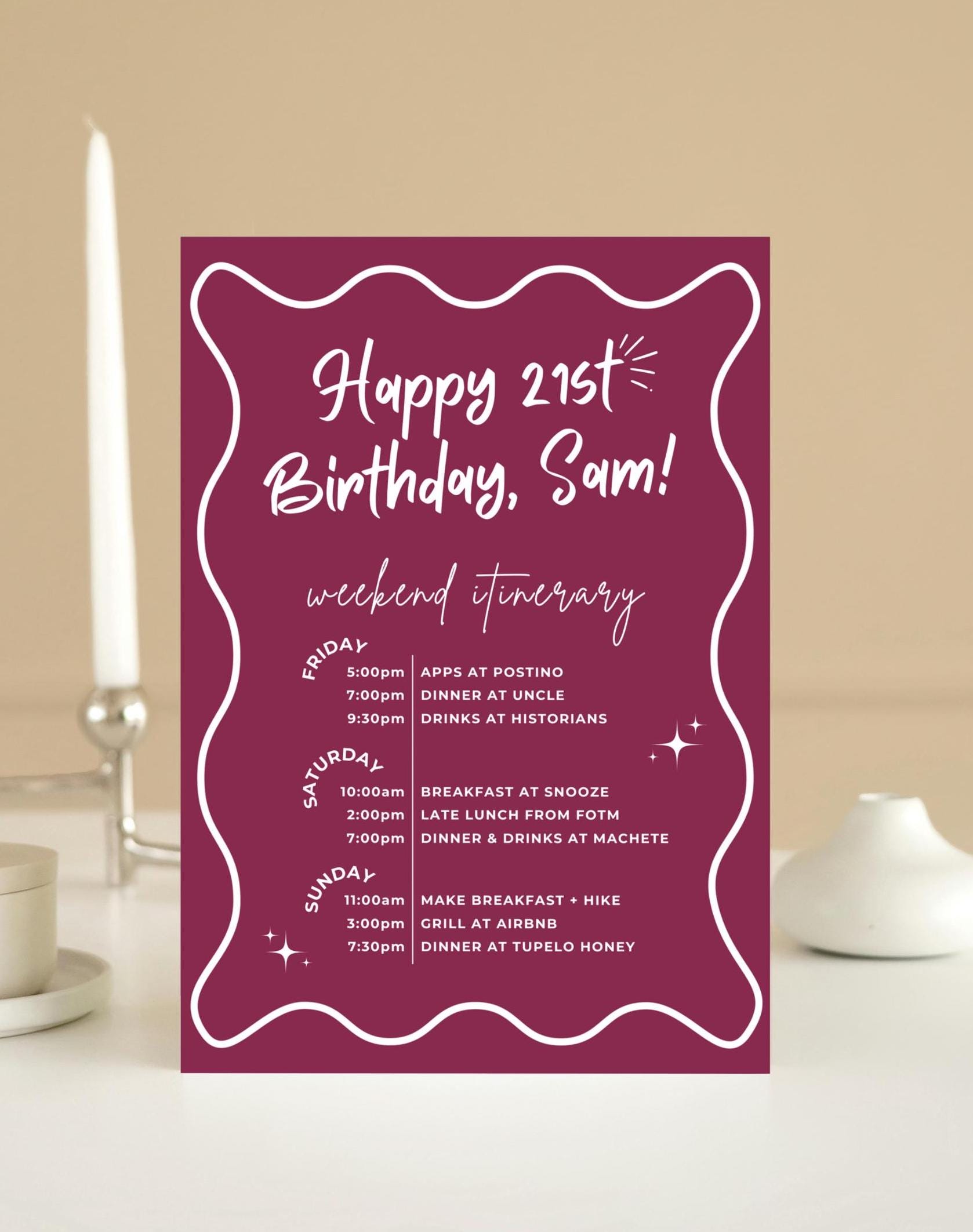 Birthday Program Template, Birthday Weekend Itinerary Template ...