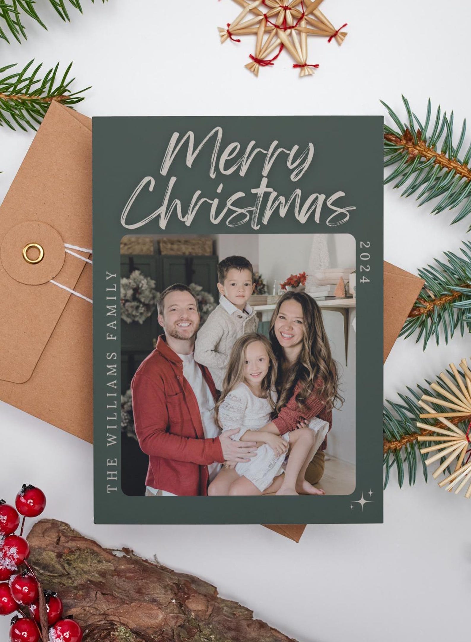 Custom Holiday Greeting Card, Editable Christmas Card Template, Holiday ...