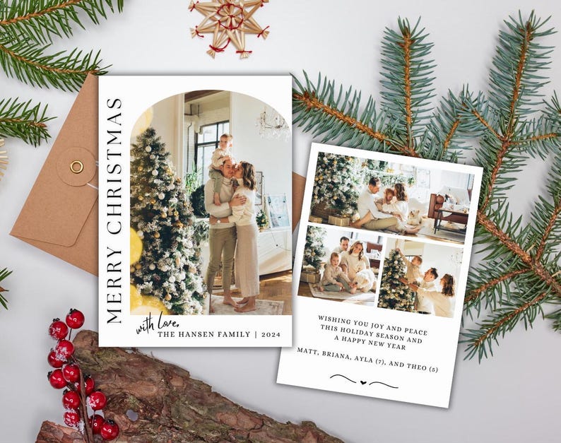 Editable Text Holiday Card Template, Minimalist Happy Holidays, Simple ...