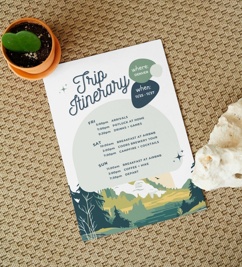 Travel Itinerary Planner Canva, Editable Trip Itinerary Template ...