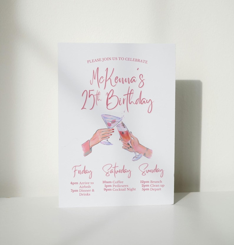 Birthday Weekend Itinerary Template, Girls Trip Agenda, Editable Canva ...