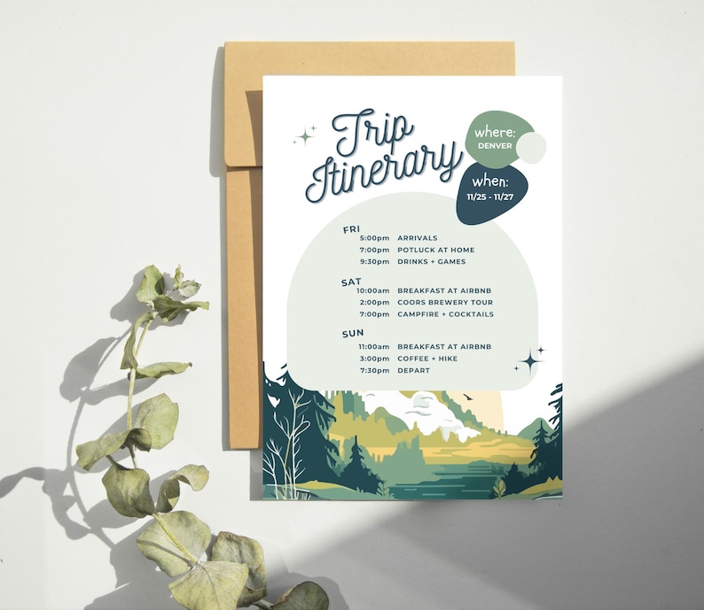 Travel Itinerary Planner Canva, Editable Trip Itinerary Template ...