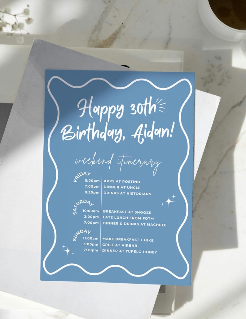 Birthday Program Template, Birthday Weekend Itinerary Template ...