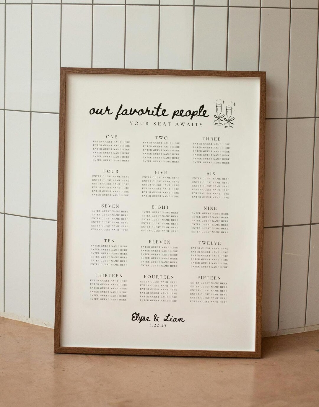 Editable Seating Chart Template, Table Seating List, Minimalist Canva ...