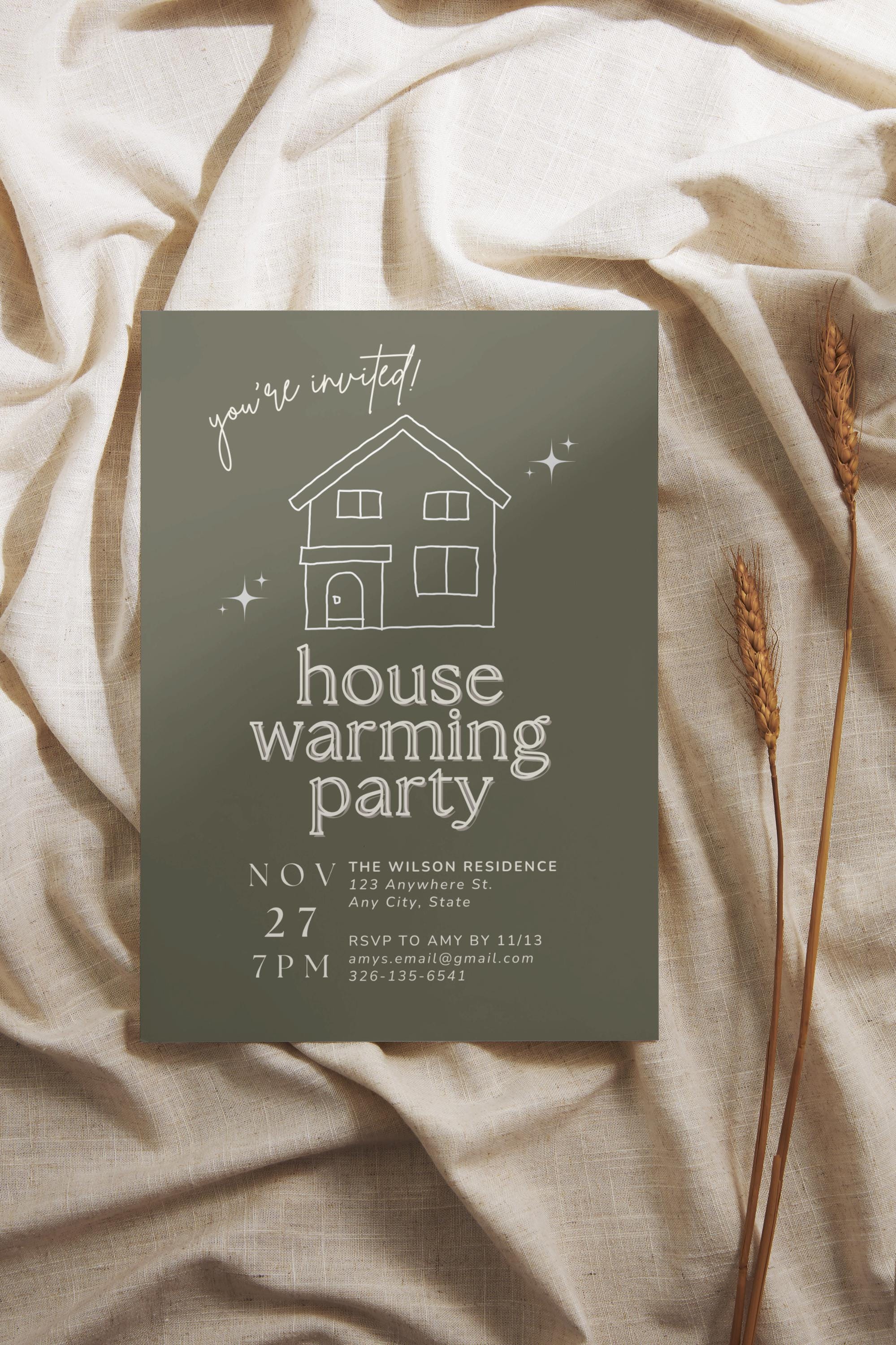 Digital Housewarming Party Invitation, New Home Invite, Sage New ...