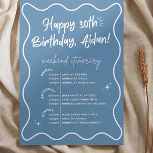 Birthday Weekend Itinerary Template, Birthday Weekend Agenda, Editable ...