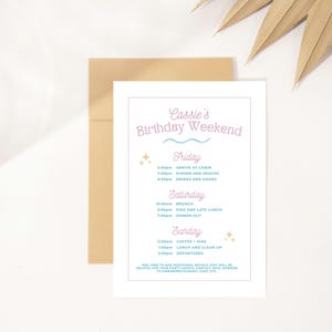 Birthday Weekend Itinerary Template, Birthday Weekend Agenda, Editable ...