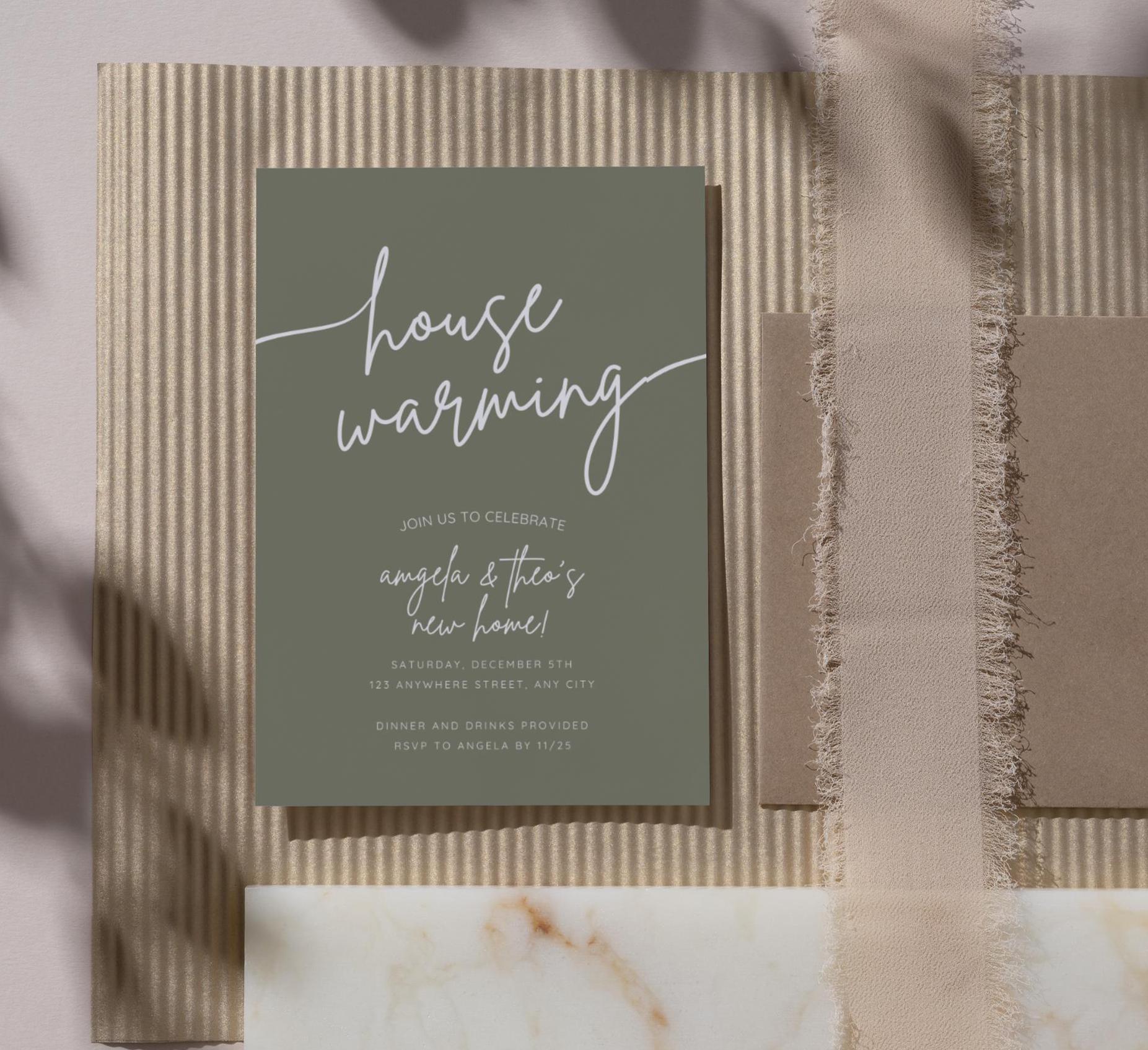 Minimalist Housewarming Party Invite Template, Editable Canva Design ...