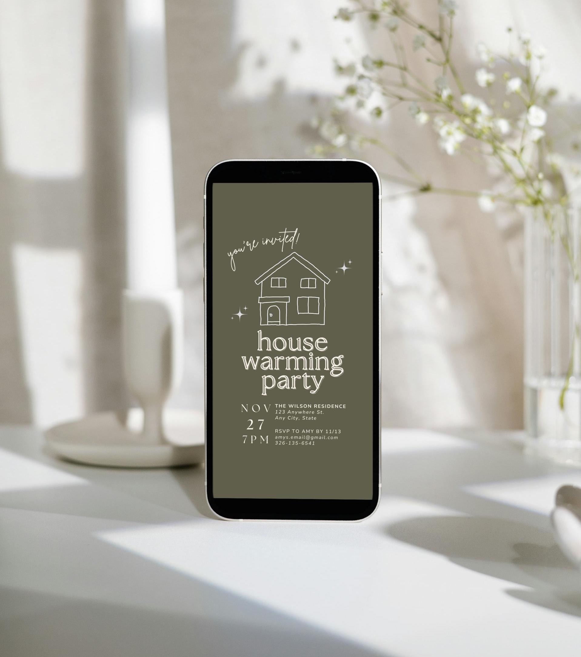 Digital Housewarming Party Invitation, New Home Invite, Sage New ...