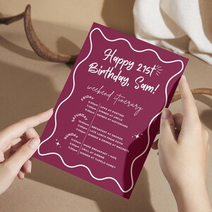 Birthday Program Template, Birthday Weekend Itinerary Template ...