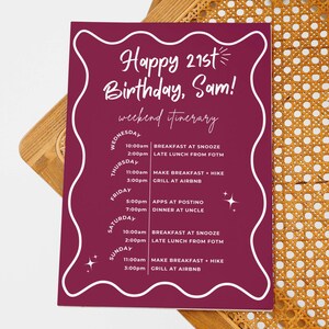 Birthday Program Template, Birthday Weekend Itinerary Template ...