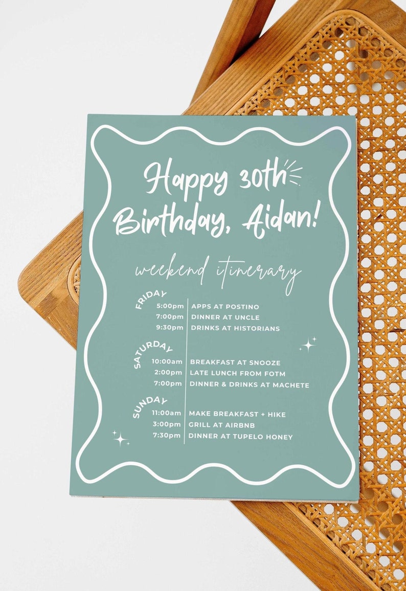 Birthday Program Template, Birthday Weekend Itinerary Template ...