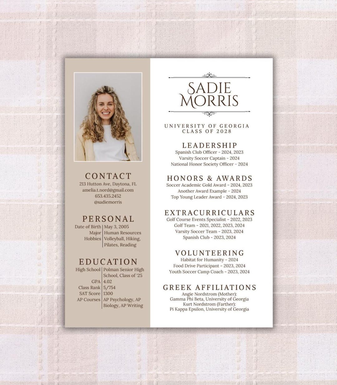 Customizable Sorority Resume Template, Resume With Photo, Sorority ...