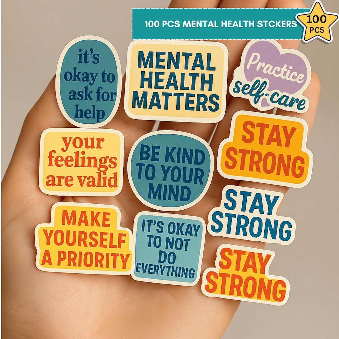 Mental Health Affirmation Stickers – 100 PCS Self Love, Therapy ...