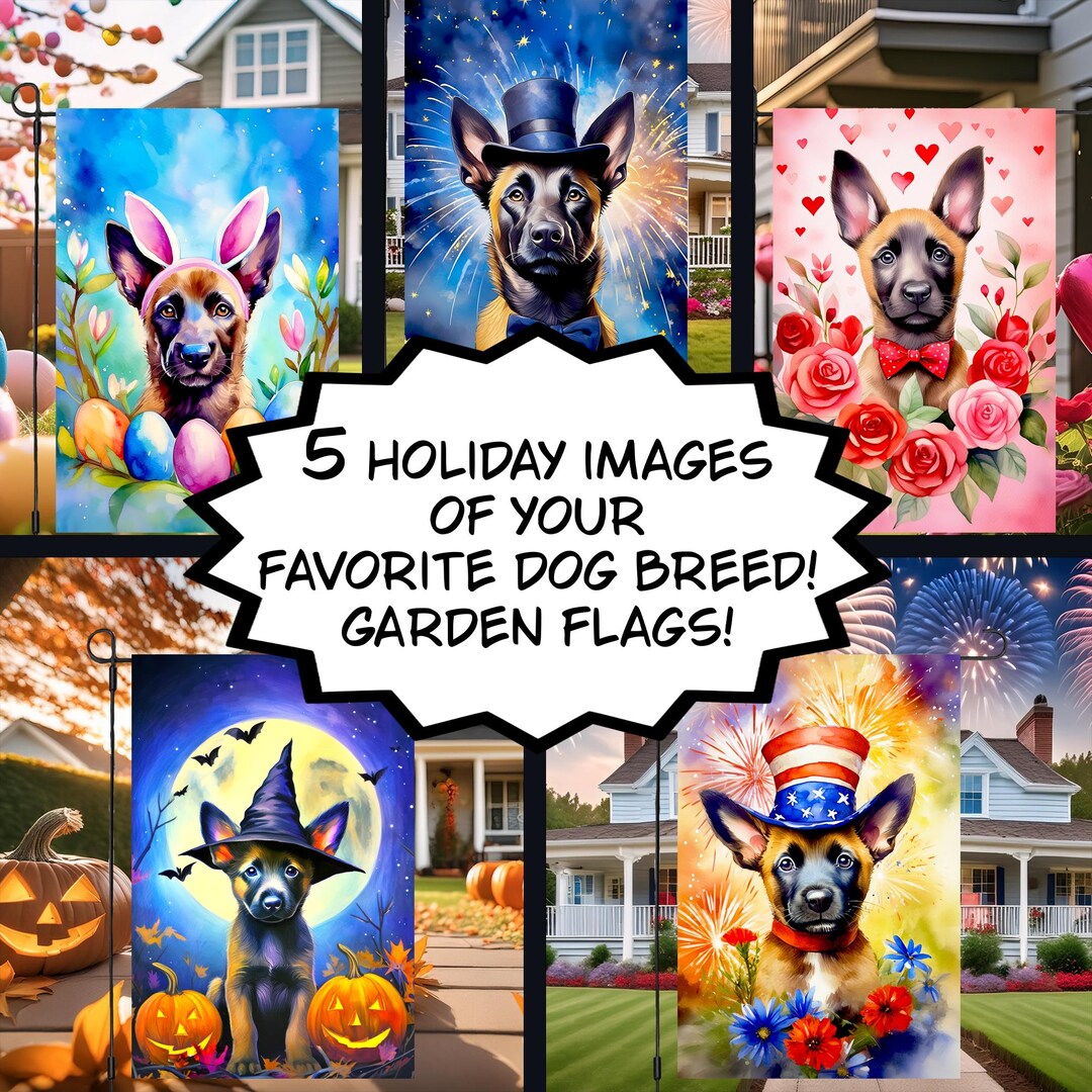 Belgian Malinois Garden Flags! Halloween, New Years, Valentines, 4th of ...