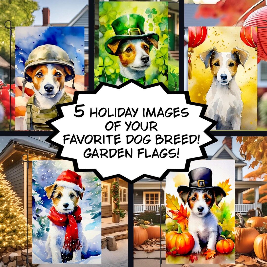 Jack Russell Terrier Garden Flags! Christmas Thanksgiving Veterans Day ...