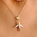 14K Gold Airplane Necklace, Airplane Pendant, Tiny Airplane Charm ...