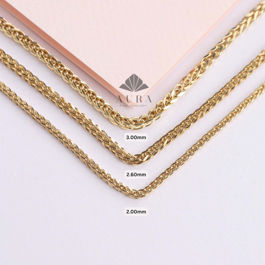 14K Gold Palm Chain Bracelet, Wheat Foxtail Palm, Franco Chain Bracelet ...