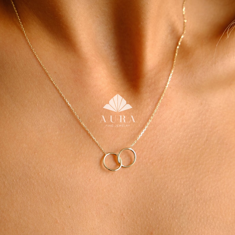 14K Gold Eternity Circle Necklace, Infinity Necklace, Unity Link Dainty ...