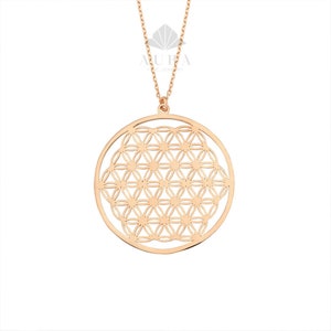 14K Gold Flower of Life Necklace, Seed of Life Necklace, Handmade ...