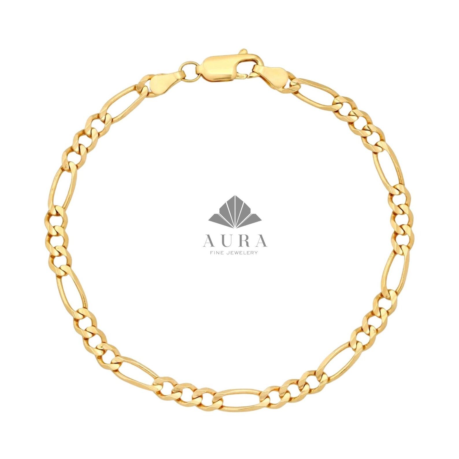 14K Gold Figaro Chain Necklace, 2mm 3mm 4mm 5mm Figaro Chain Necklace, Genuine Gold Chain Choker ...