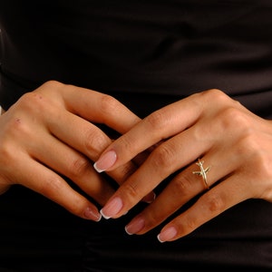 14K Gold Airplane Ring, Aviation Gold Band Ring, Pilot Gift, Travel ...