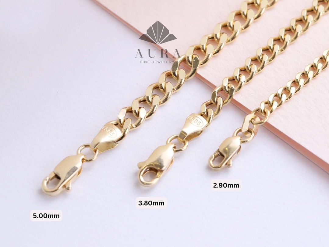 14K Gold Cuban Link Bracelet, Cuban Link Chain Bracelet, 3mm 4mm 5mm Curb Link Bracelet ...