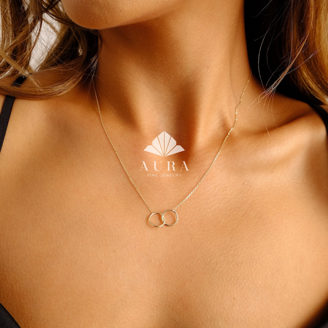 14K Gold Eternity Circle Necklace, Infinity Necklace, Unity Link Dainty ...
