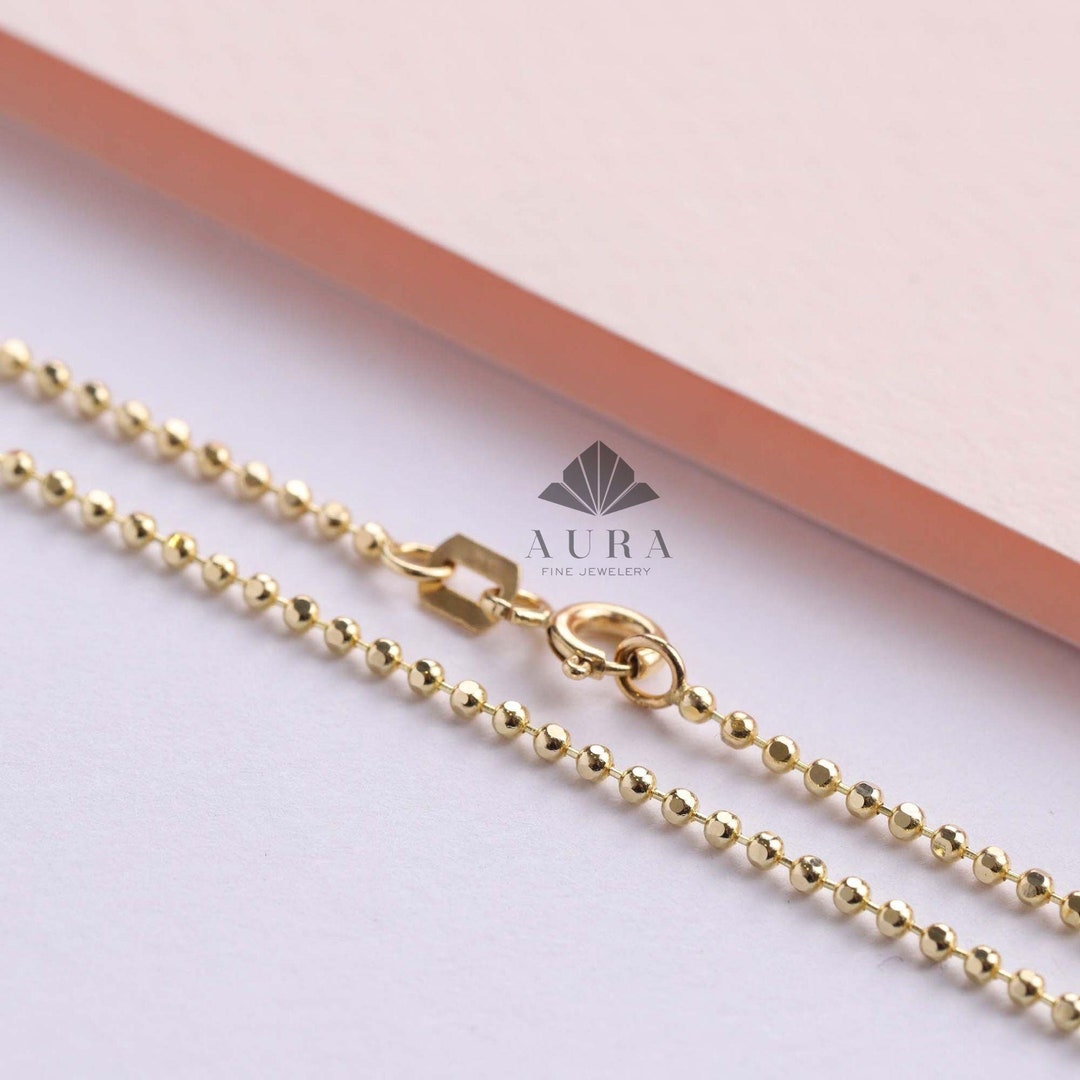 14K Gold Beaded Anklet, 1.5mm Dainty Gold Ankle Bracelet, Minimalist ...